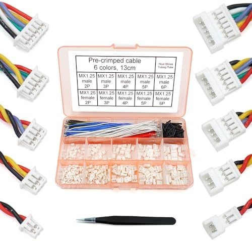 JST PH 2.0 Connectors Pin Header and Ribbon Cable Wire Kit 2.0mm Pitch JST PH - 2/3/4/5/6/7/8 ...