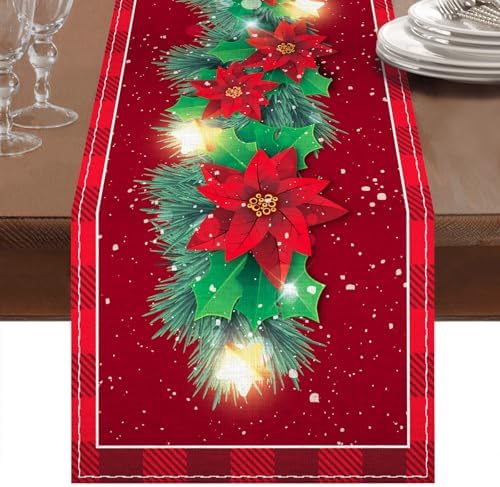 Christmas Table Runner 183 x 33cm, Xmas Linen Table Runner, Christmas ...