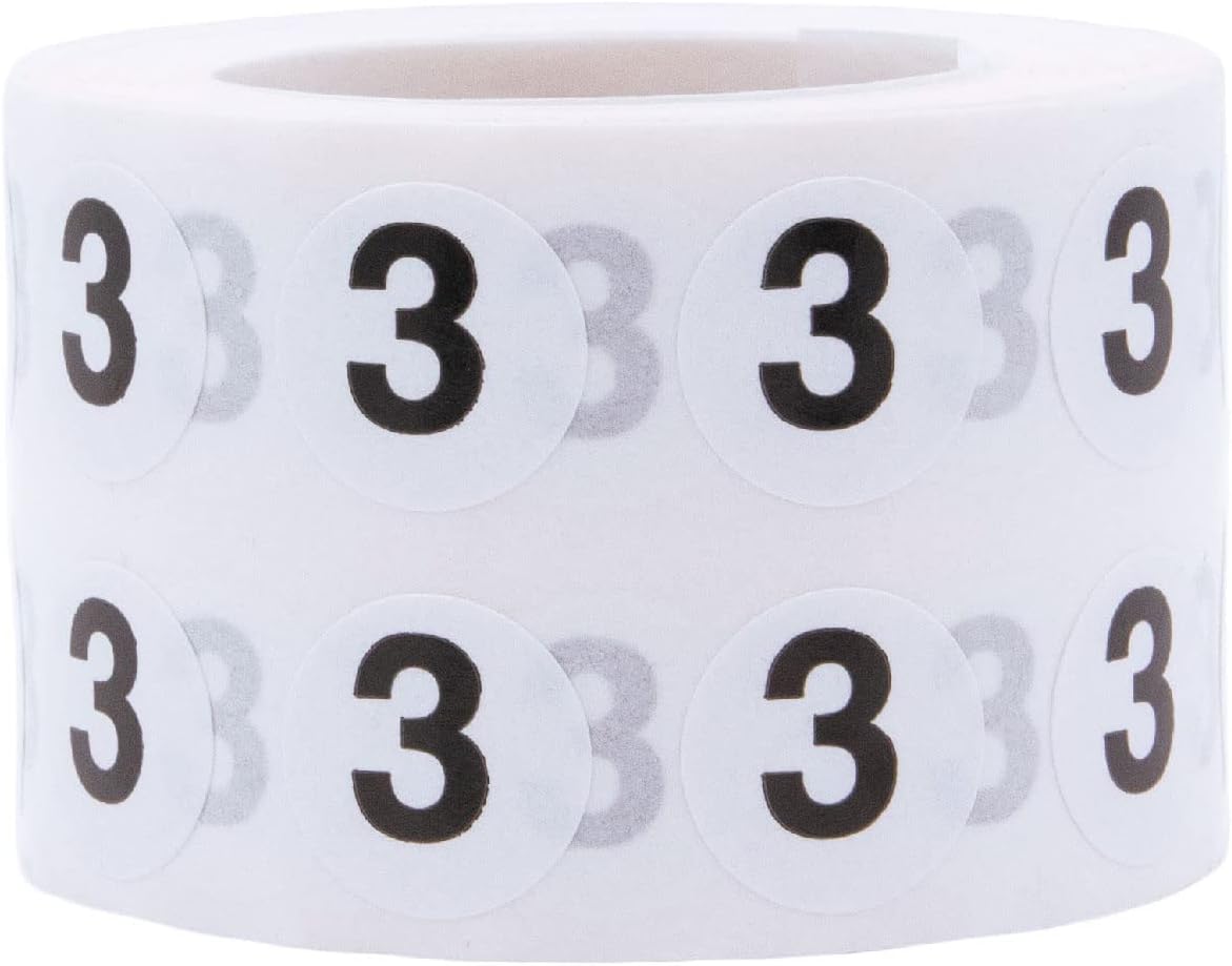 Number 3 Stickers 12.7 mm 0.5 Inch Round 1000 Count : Amazon.co.uk ...