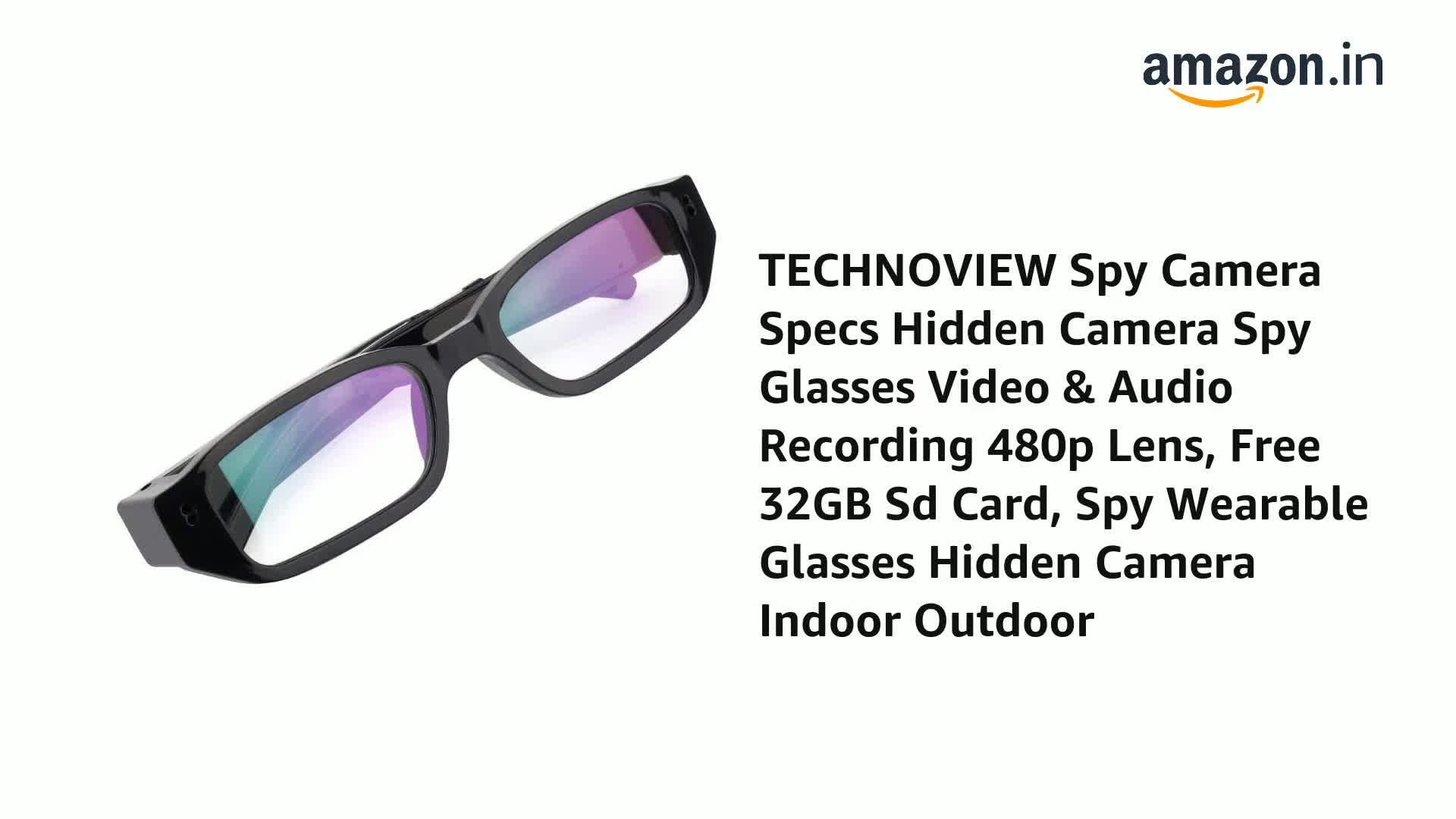Watch TECHNOVIEW Spy Camera Specs Hidden Camera Spy Glasses Video ...