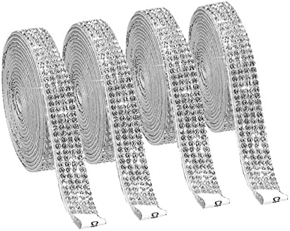 4 Rolls Crystal Resin Rhinestone Ribbons Self-Adhesive Ribbon Roll ...