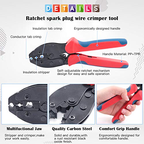 Snapklik.com : 25Pcs Ratchet Spark Plug Wire Crimper And 180 Degree/90 ...