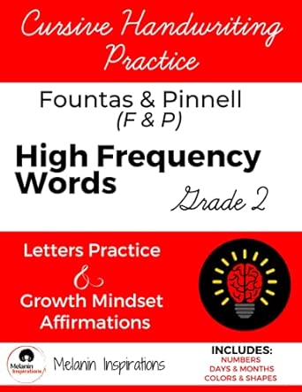 Cursive Handwriting Practice Book, Fountas & Pinnell High Frequency ...