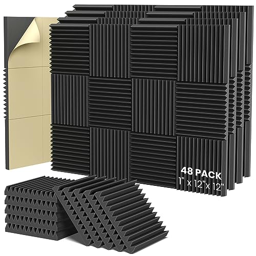 Snapklik.com : HEMRLY Acoustic Foam Panels,1 X 12 X 12 Self-Adhesive ...
