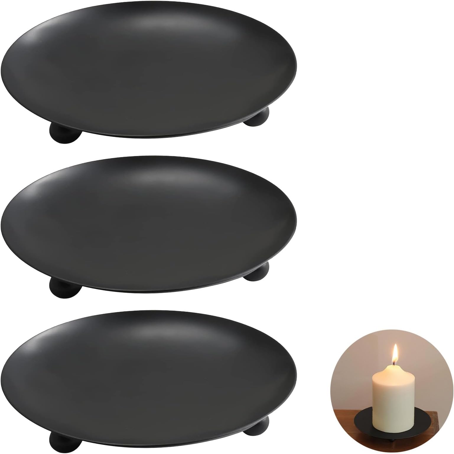 Traditional Black Metal Candle Holder Candle Plate | Pillar Candle Dish ...
