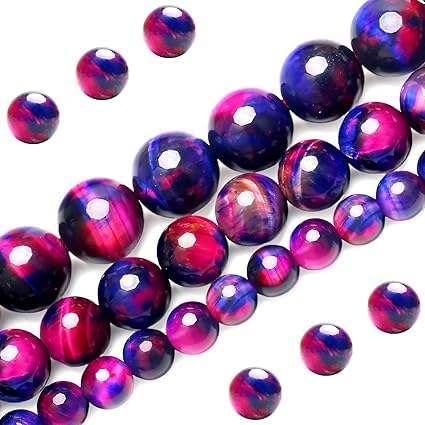 M.A.S Natural Multi-Color 3 Tiger Eye Beads, Grade AAA Gemstone Round Loose Beads 6MM 60PCs Bulk ...