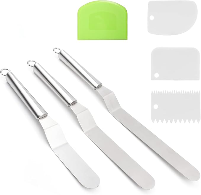 Amazon.com: Jzszera Offset Spatula Set with Dough Scraper and Cake ...
