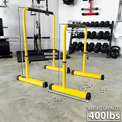 Synergee Yellow Dip Bar Adjustable Dip Station from 30" to 39" for Dip ...