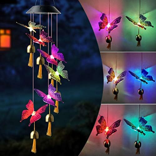 Amazon.com : Solar Butterfly Wind Chimes Garden Gift for Women Birthday ...