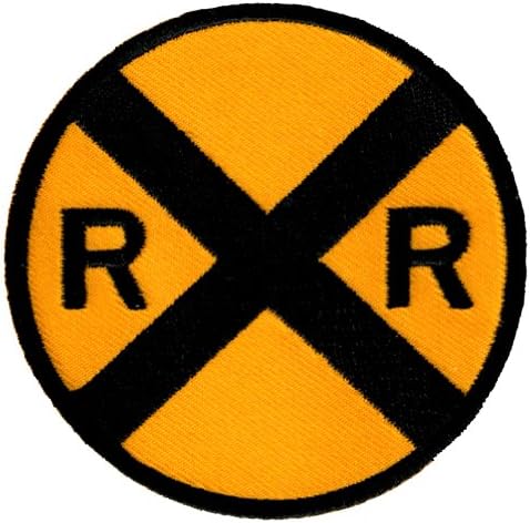 Amazon.com: Railroad Crossing Road Sign Embroidered Patch Iron-On Train ...