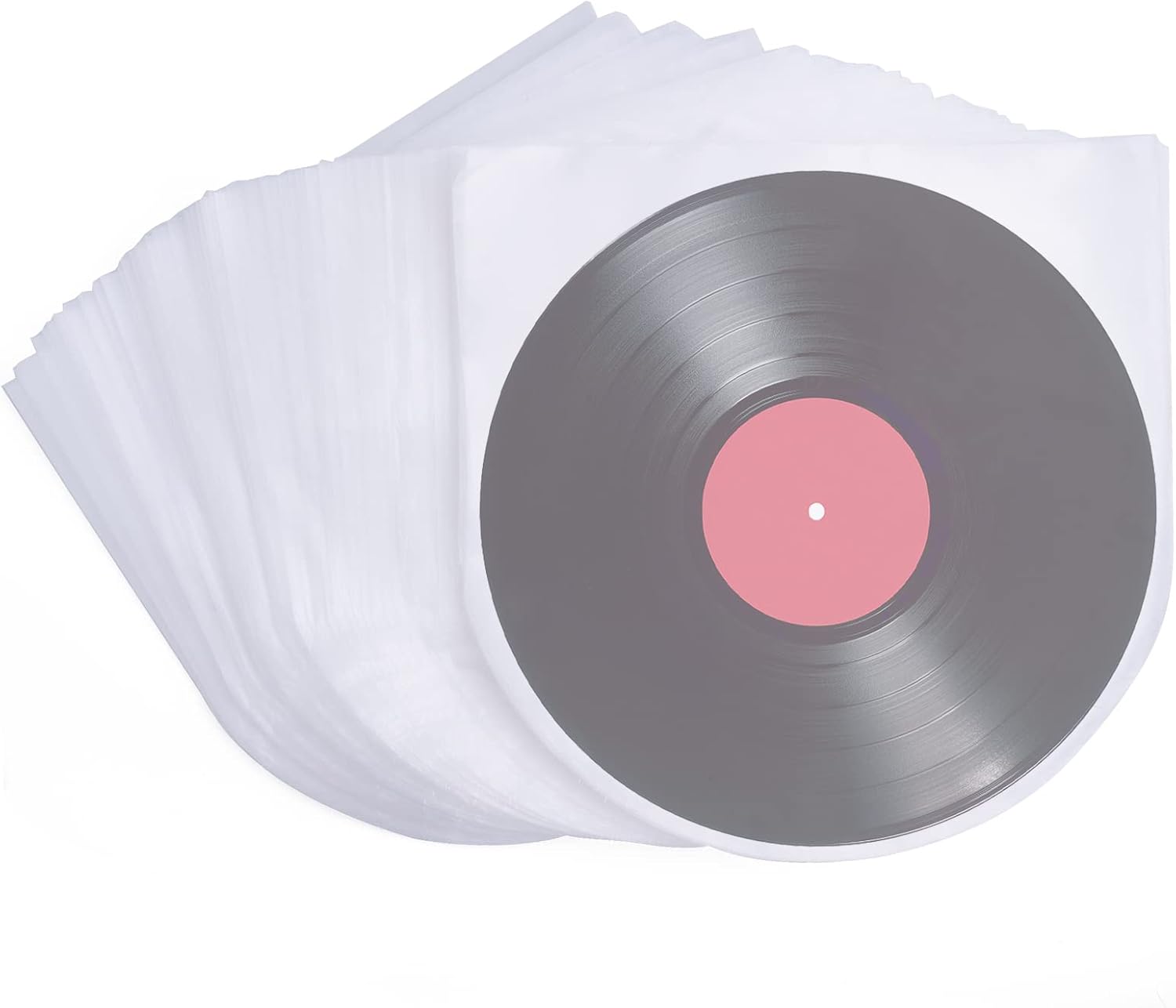 (100 Pack) Vinyl Round Bottom Inner Record Sleeves Anti Static 12 ...