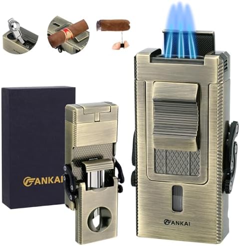Amazon.com: SEMKONT Cigar Lighter, 4 Jet Flame Refillable Butane ...