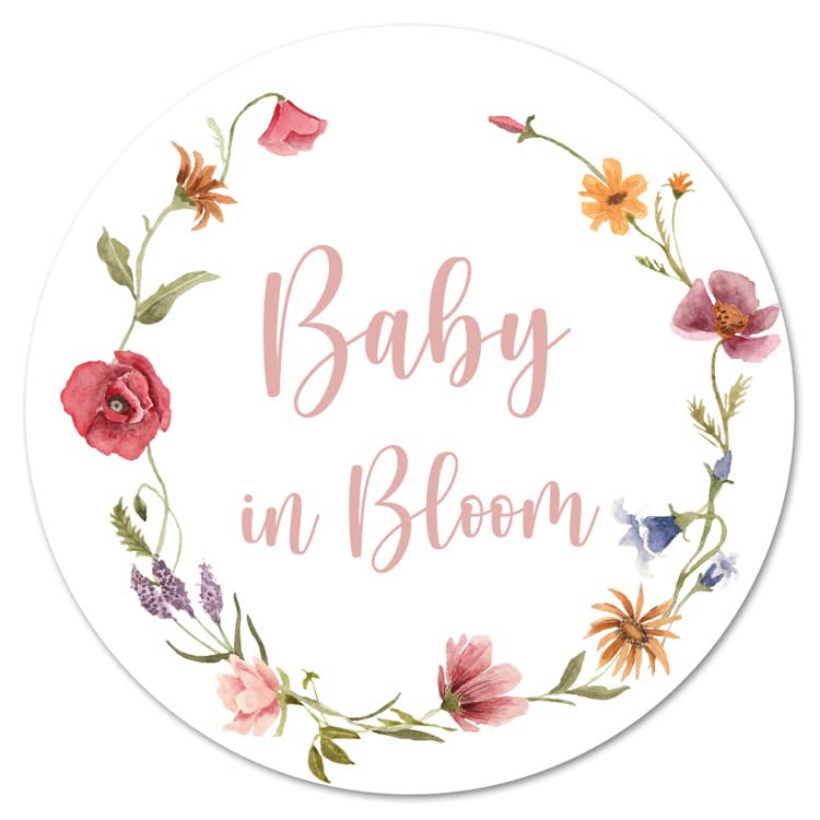 Amazon.com: 1.5" Round Baby in Bloom Baby Shower Favor Stickers - Set ...