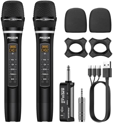 Amazon.com: MOYLEAF Wireless Microphones, UHF Metal Dual Handheld ...