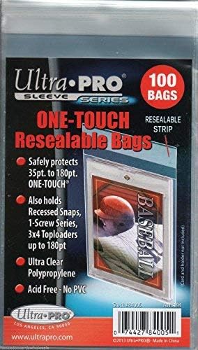 Ultra Pro 1 Pack of 100 One Touch Resealable Bags Sleeves for Card ...