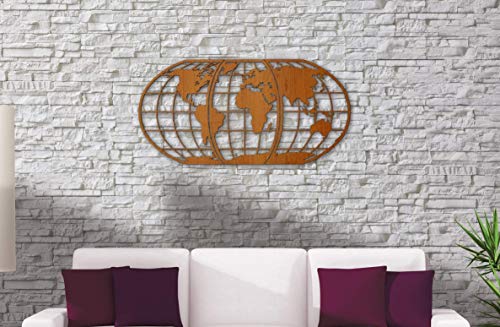 Amazon.com: World Map Art 3D Woodcut - Huge Wood Globe Wall Hanging ...