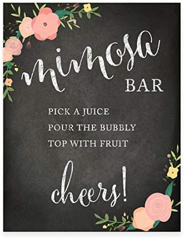 Amazon.com: Blush Pink Floral Mimosa Bar Sign,for Wedding Reception ...