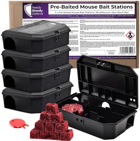 5-Pack Pre-Baited Mouse Control Boxes - Eco-Friendly, Child-Safe ...