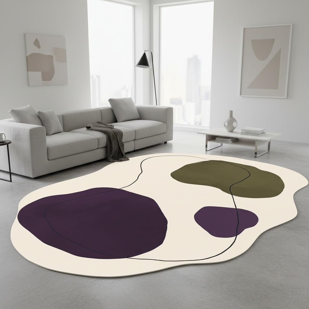 Amazon.com: Vexyora Beige Green Purple Irregular Area Rug 3x5 Mid ...