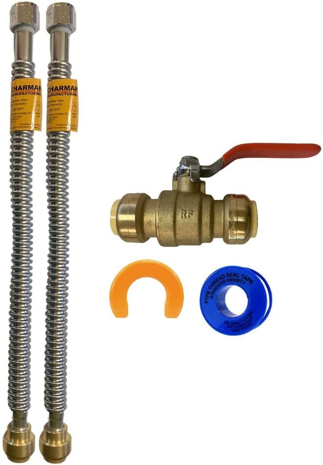 3/4" PTC x FIP stainless steel Water Heater installation Connection Kit ...