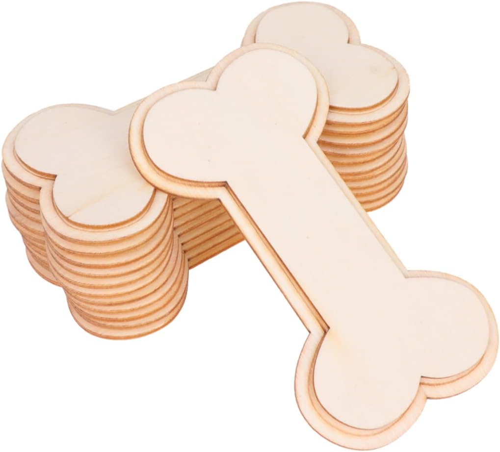 Amazon.com: VILLCASE 24PCS Wood Embellishments Wood Bone Shape ...