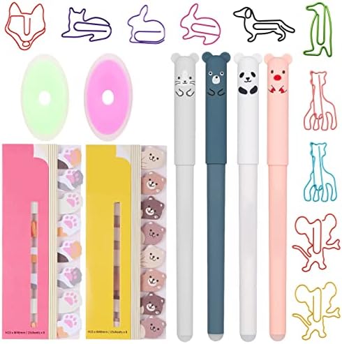 4 Pcs Gel Pen 0.35mm Black Ink Animal Gel Pen Erasable Pig Panda Mouse ...