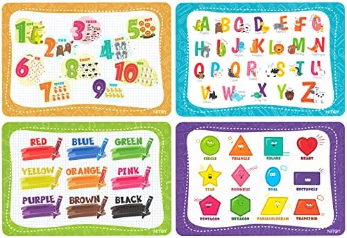 Amazon.com : 6 Pcs Kids Toddler Educational Reusable Washable Placemats ...
