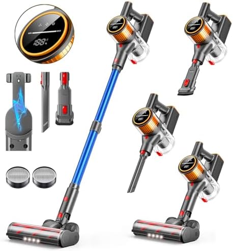 Cordless Vacuum Cleaner 45KPA/550W/60 Mins Cordless Stick Vacuum with ...