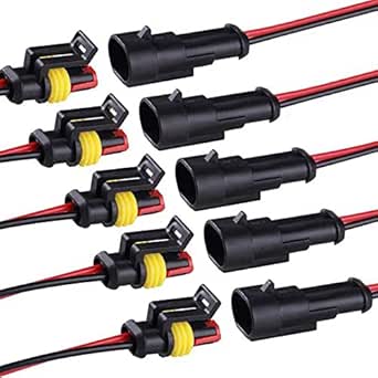 G Conector de 2 pines, conector impermeable, macho y hembra, cable de 16 AWG, adecuado para ...