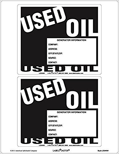 Labelmaster LZSWMV Used Oil Label, Laser Imprintable Vinyl (Pack of 25 ...