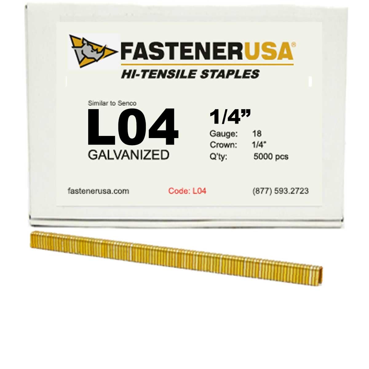 1/4" Leg x 1/4" Crown 18GA GALV L04 Staples 5,000ct | L04 - Amazon.com