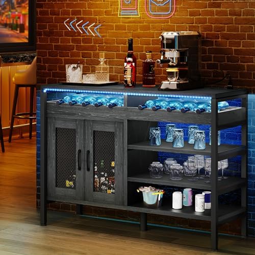 Amazon.com: YITAHOME Home Bar Unit with LED Lights, Liquor Bar Table ...