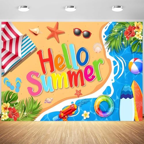 Amazon.com : 7x5ft Hello Summer Backdrop Tropical Beach Seaside ...
