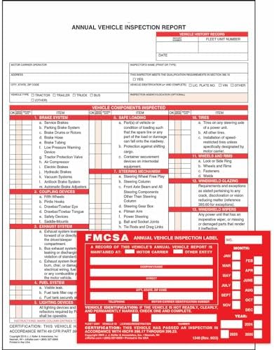 Amazon.com : J. J. Keller 50-Pack, Record of Annual Inspection Form ...