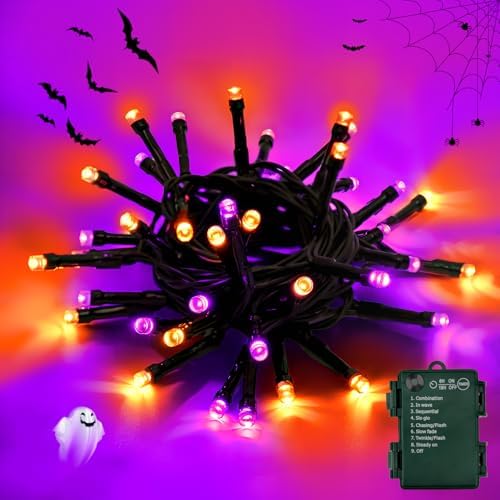 FFZZKJ 8 Modes Fairy Lights Battery Operated Halloween String Lights ...