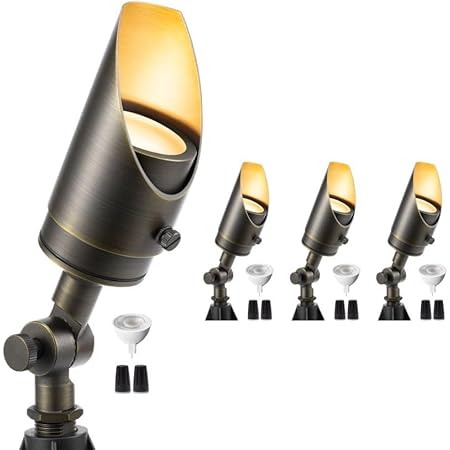 Gardenreet Brass 12V Spot Lights Outdoor, IP65 Waterproof Low Voltage Landscape Uplight Bronze ...