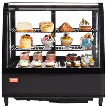 VEVOR 3.5 Cu.Ft./100L 2-Tier Countertop Pastry Display Case Commercial ...