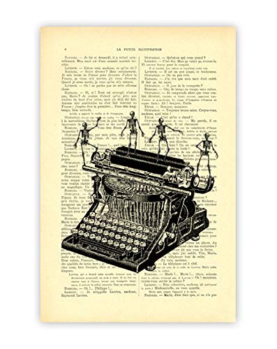 Amazon.com: Typewriter dancing skeletons art print Gothic halloween ...