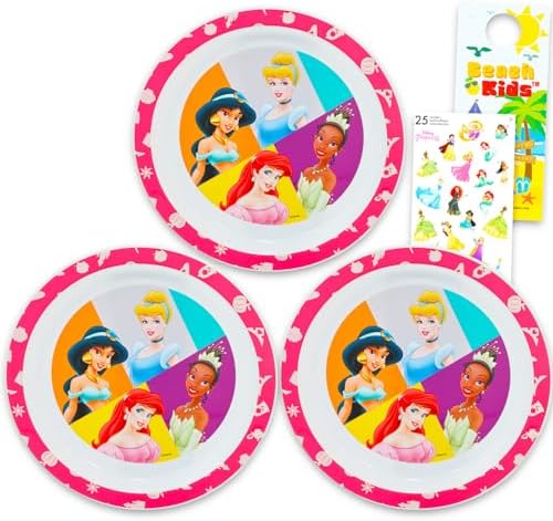 Amazon.com: Disney Princess Dinnerware Set 3 Pack - Bundle 3 Plastic ...