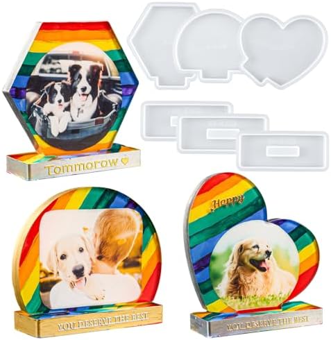 Amazon.com: Jeffdad Large Photo Frame Resin Molds, Heart Shape Silicone ...
