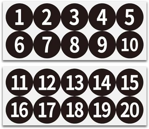 Amazon.com: 1-20 Circle Numbered Vinyl Stickers, Anti-Fading Waterproof ...