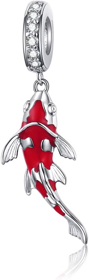 Amazon.com: Manhe Charms Red Lucky Carp Charms Sterling Silver Charms ...