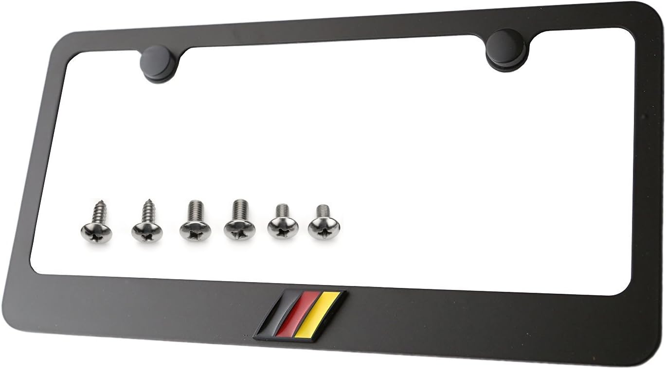 Amazon.com: Germany 3D Metal Black License Plate Frame (German Flag ...