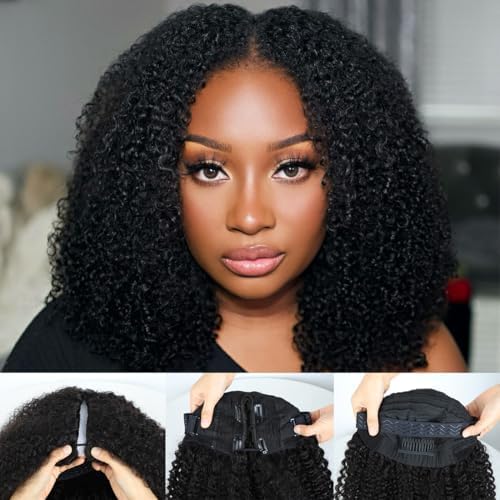 Amazon.com : Domiso 10X7 Max Part Kinky Straight Glueless Wigs Human ...