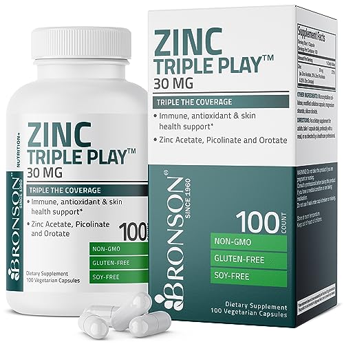Bronson Zinc Triple Play 30 mg Triple Coverage Immune Support Zinc ...