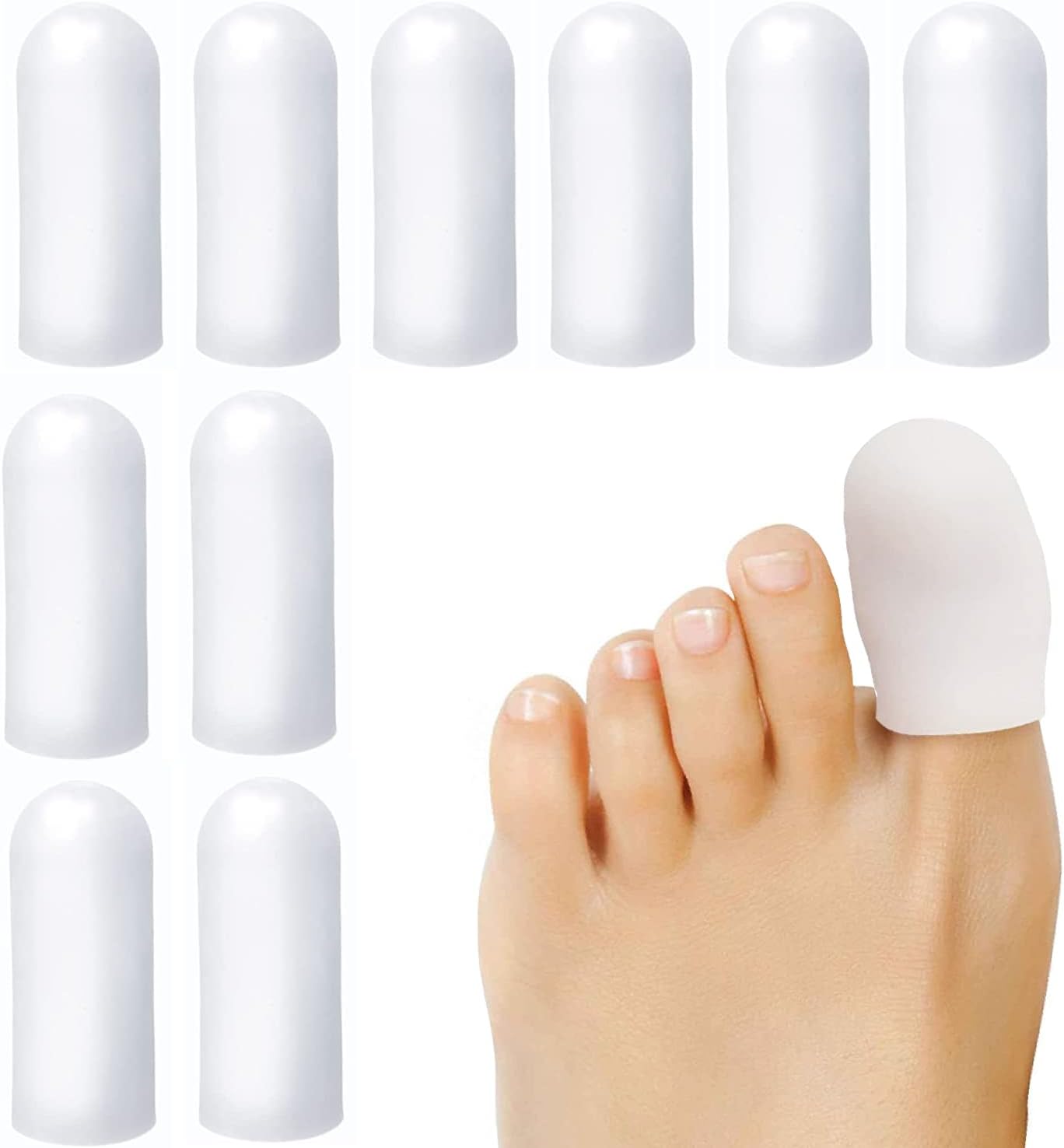 Amazon.com: Silicone Gel Toe Cap,Gel Toe Covers,10 Pack Big Toe ...