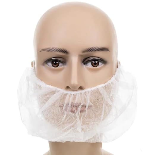100x Omnitex Premium 12g Beard Snoods - White Hygiene Beard Covers, Non ...