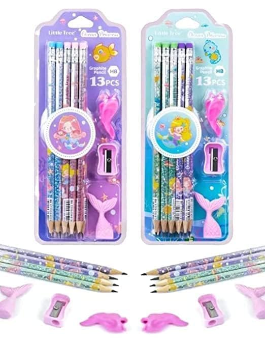 LUCHILA Stylish Pencils Stationary Kit - Mermaid Pencil Set with ...