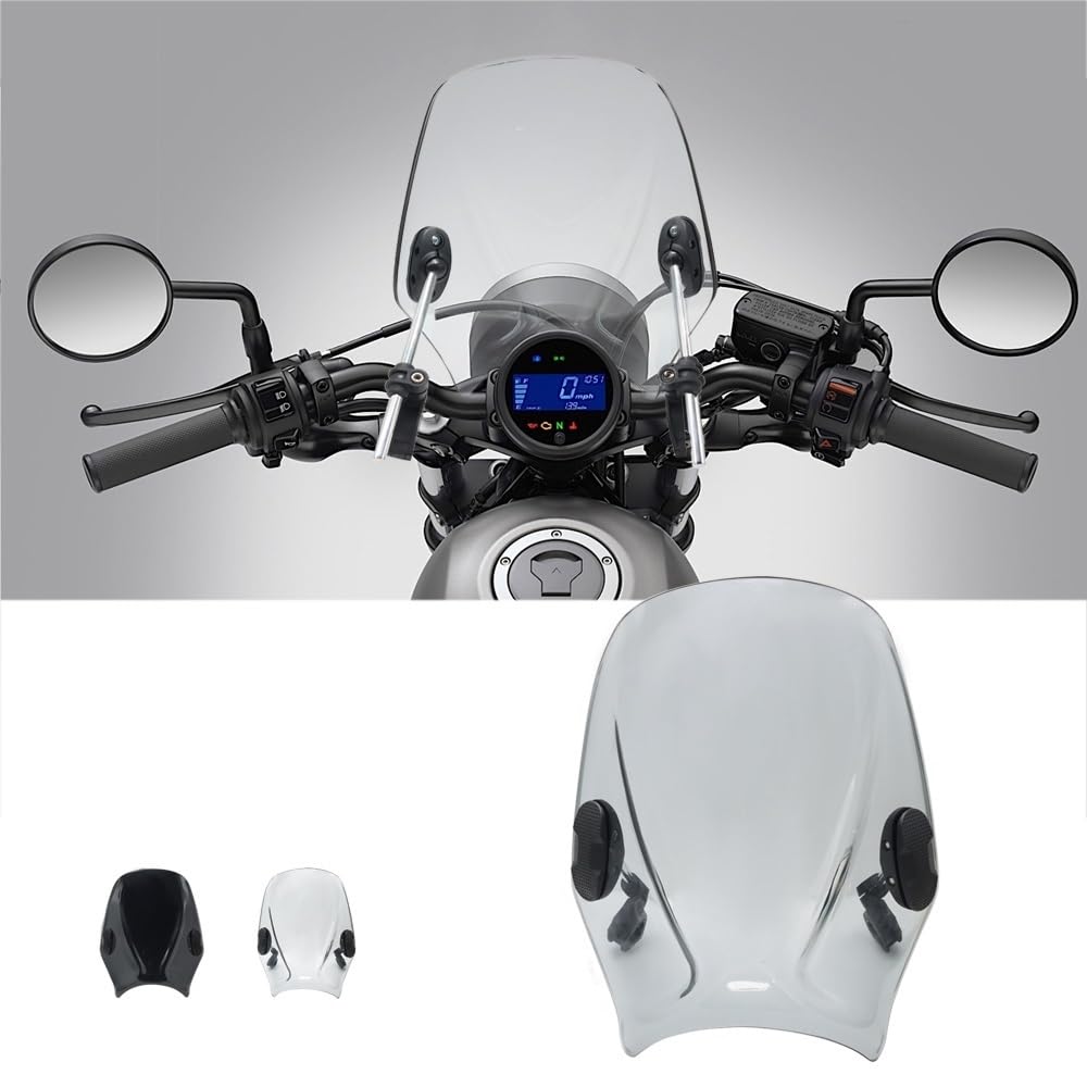 Motoforti 28.5cm Motorcycle Windshield Motorcycle Wind Deflector Grey