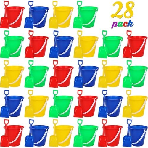 Amazon.com: Shindel 28Sets Sand Buckets and Shovels for Kids, Beach ...